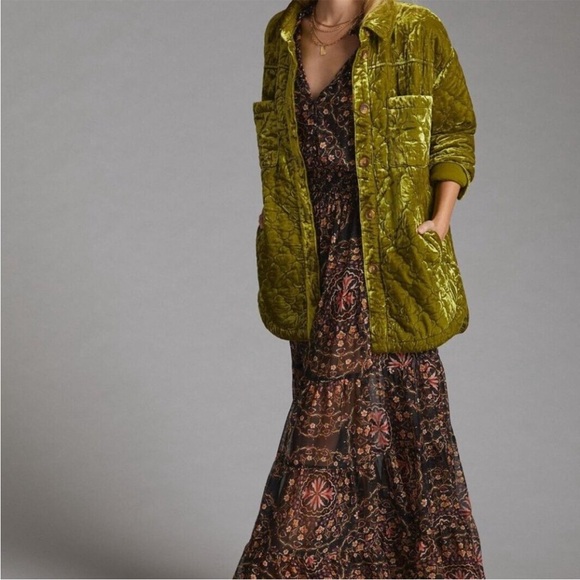 Anthropologie | Jackets & Coats | Anthropologie Quilted Velvet Shirt ...